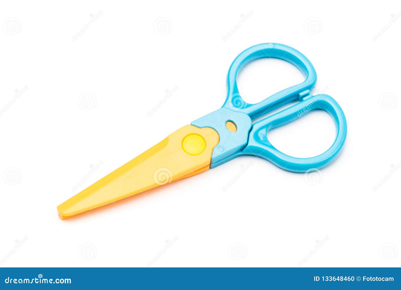 Safety Colour Scissors on a White Background Stock Photo - Image of ...