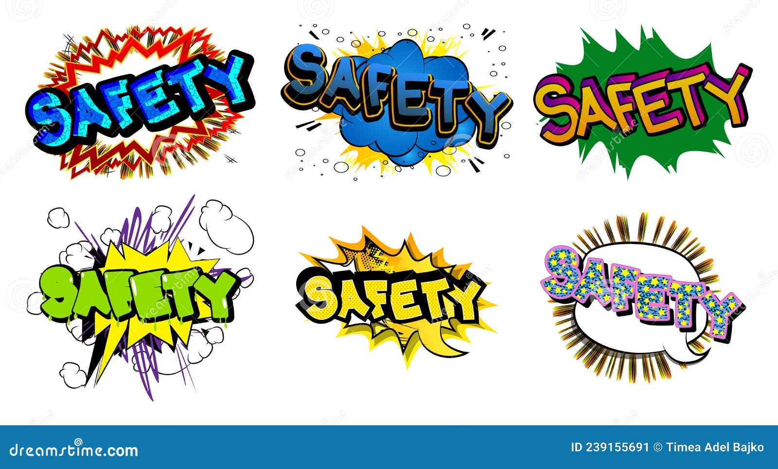 Safety. Comic Book Word Text, Retro Pop Art Style Illustration. Stock ...