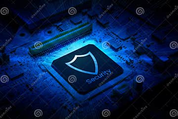Safety Computer. Network Security Technology with Computer Processor ...