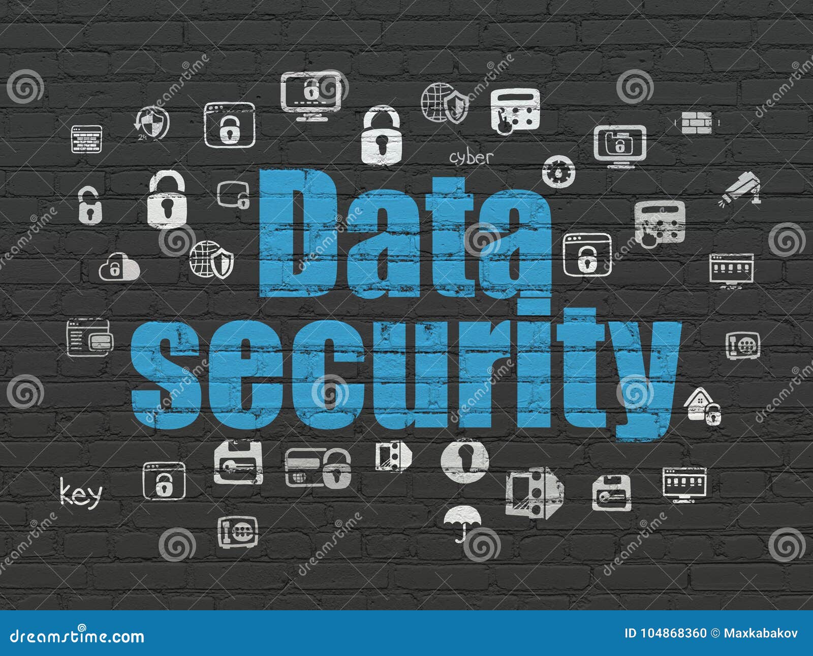 Safety Concept: Data Security on Wall Background Stock Illustration ...