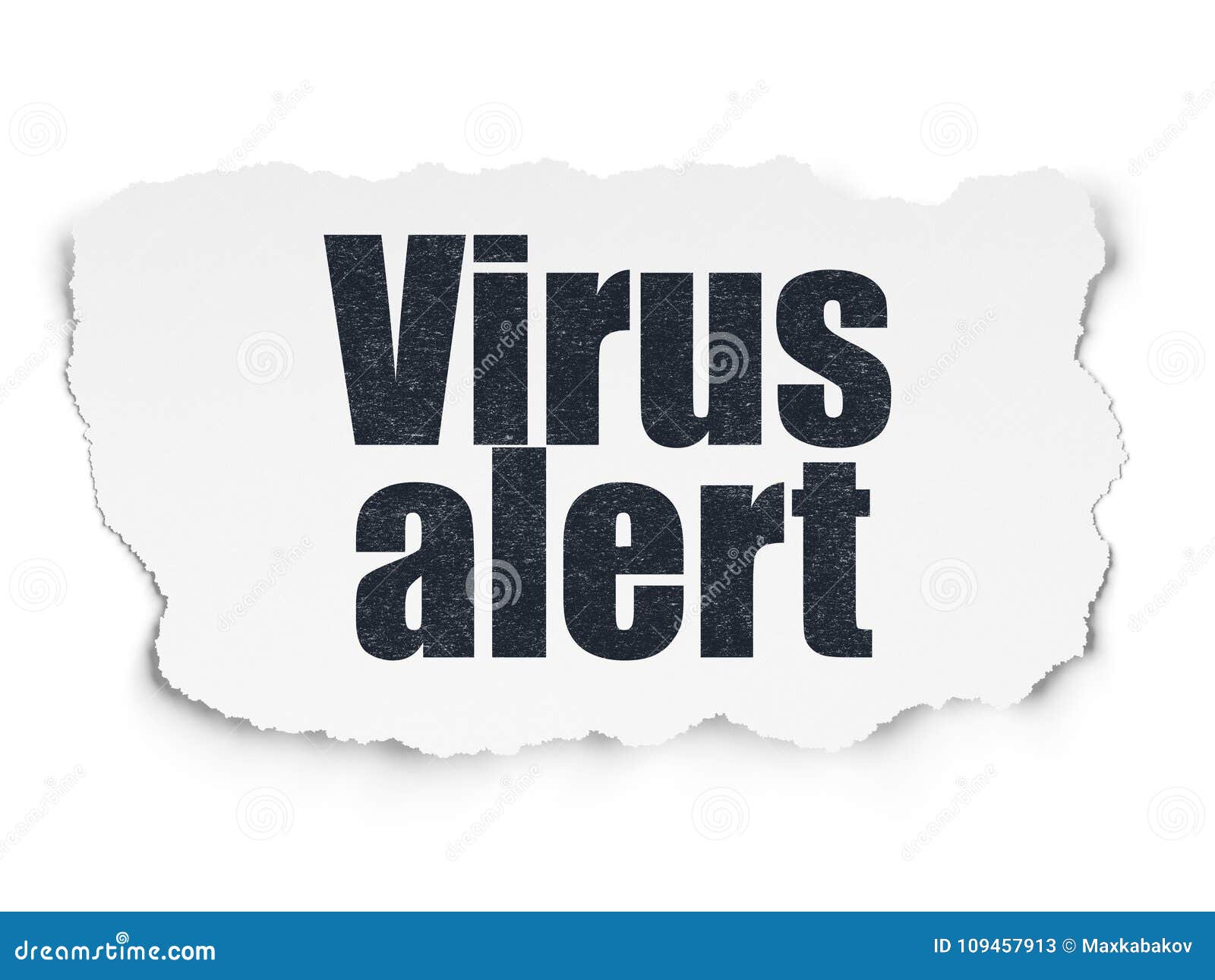 Safety Concept: Virus Alert on Torn Paper Background Stock Illustration ...