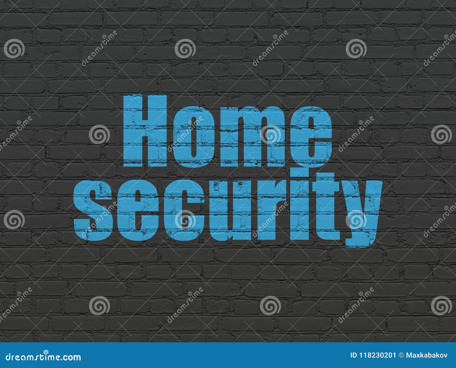 Safety Concept: Home Security on Wall Background Stock Illustration ...