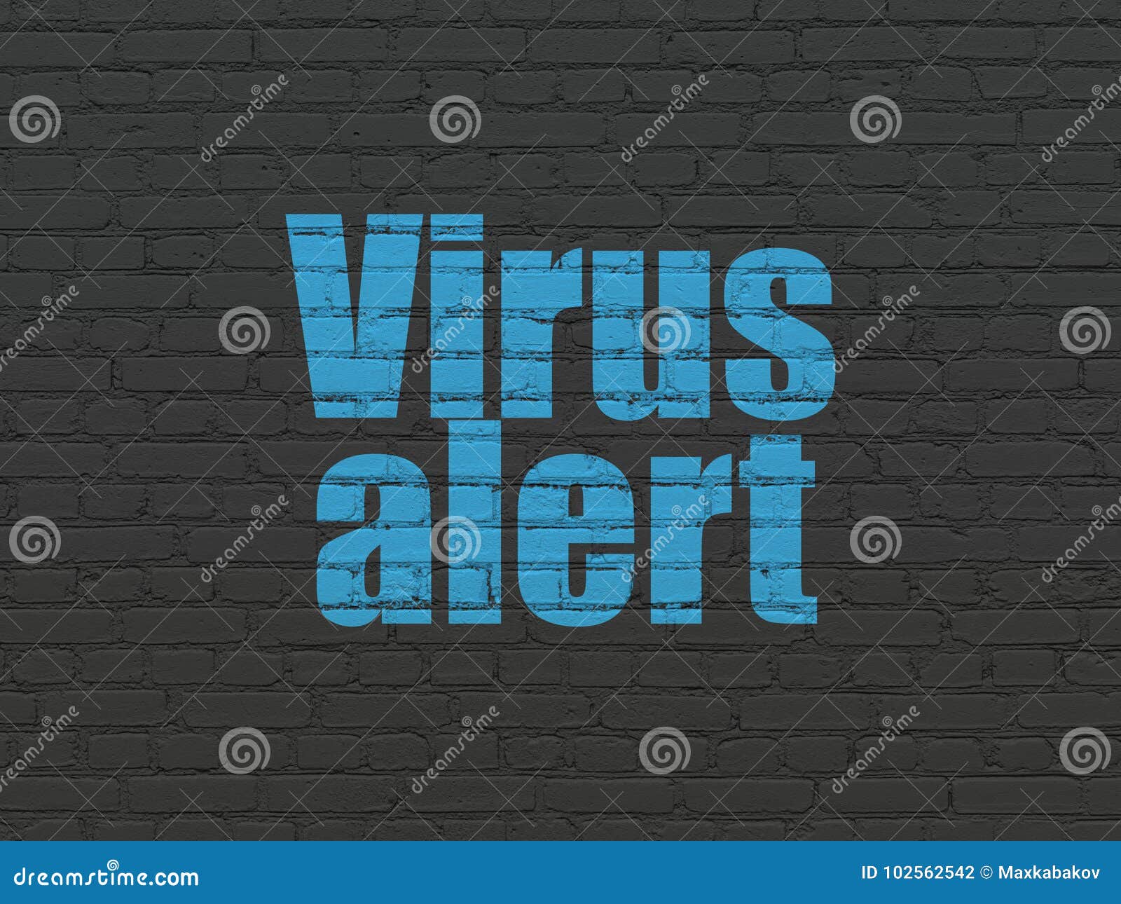 Safety Concept: Virus Alert on Wall Background Stock Illustration ...