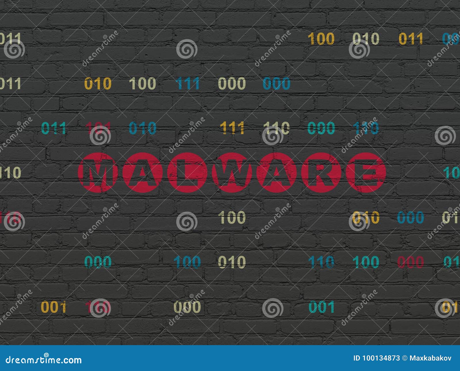 Safety Concept: Malware on Wall Background Stock Illustration ...