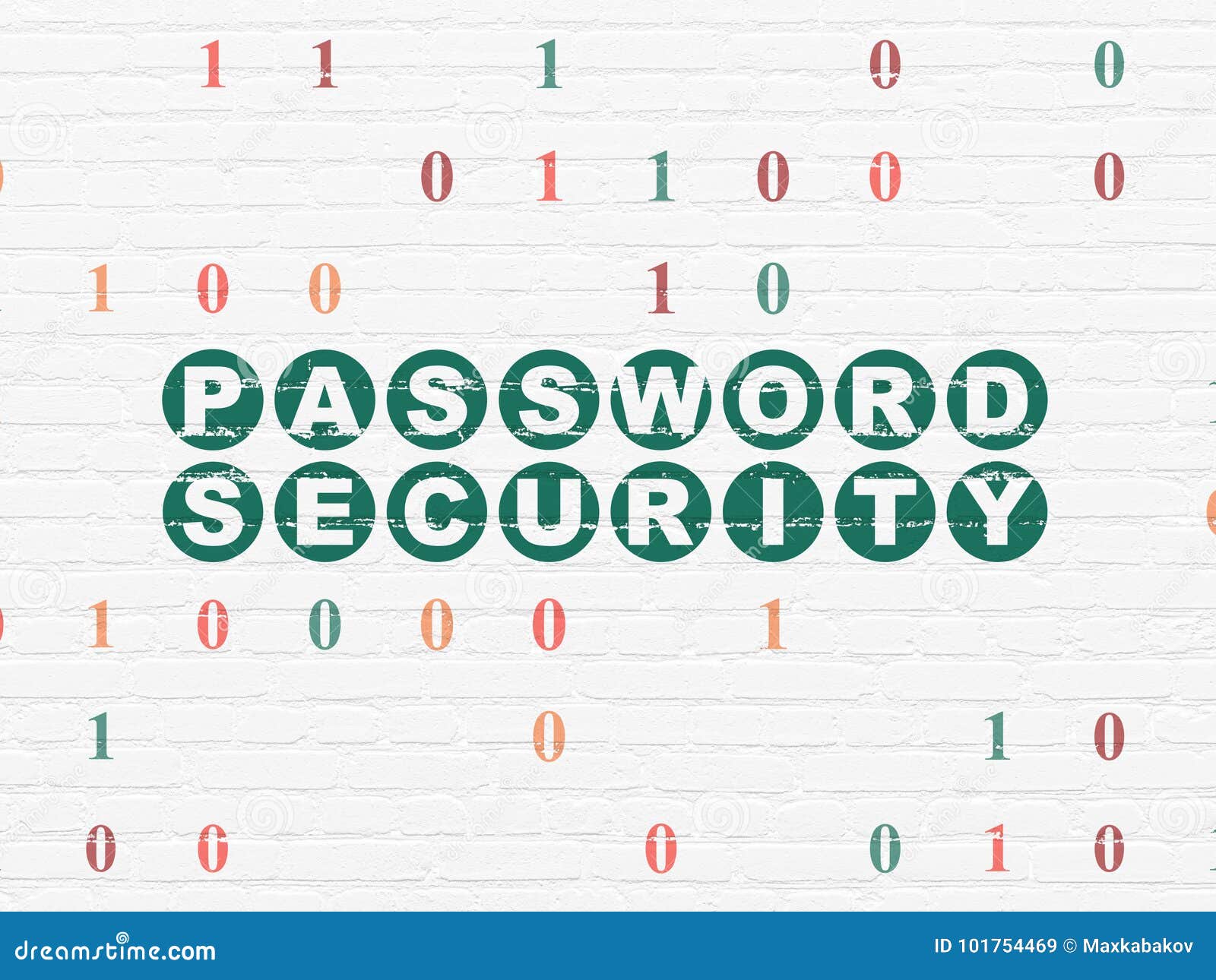 Safety Concept: Password Security on Wall Background Stock Illustration ...