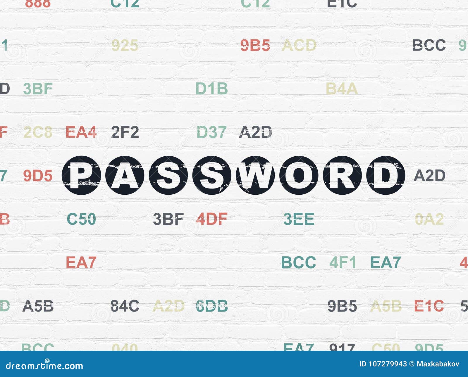 Safety Concept: Password on Wall Background Stock Illustration ...