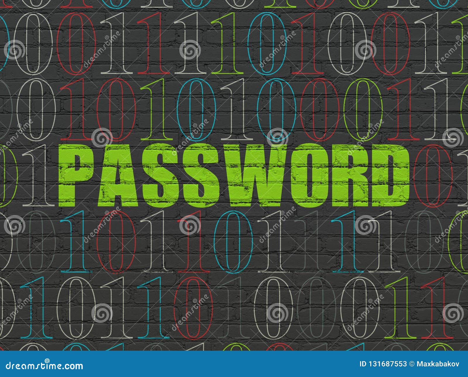 Safety Concept: Password on Wall Background Stock Illustration ...