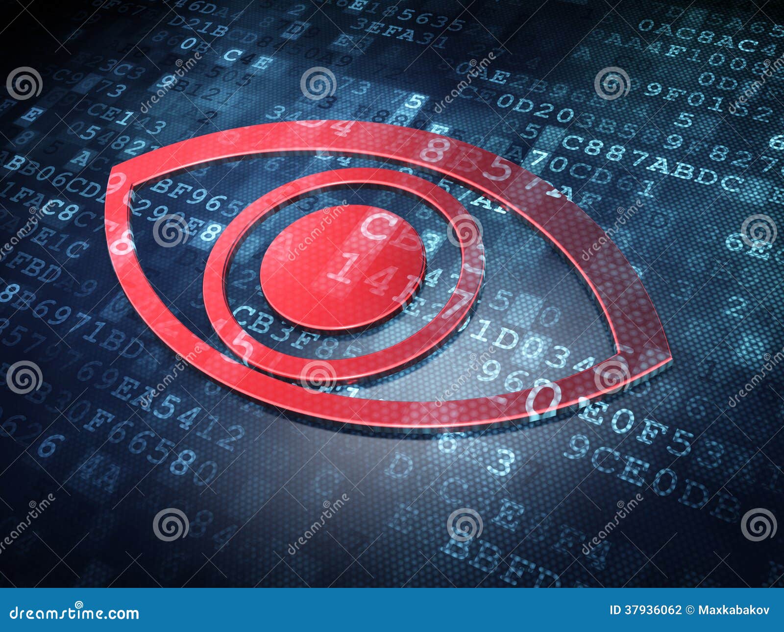 Safety Concept: Red Eye on Digital Background Stock Illustration ...
