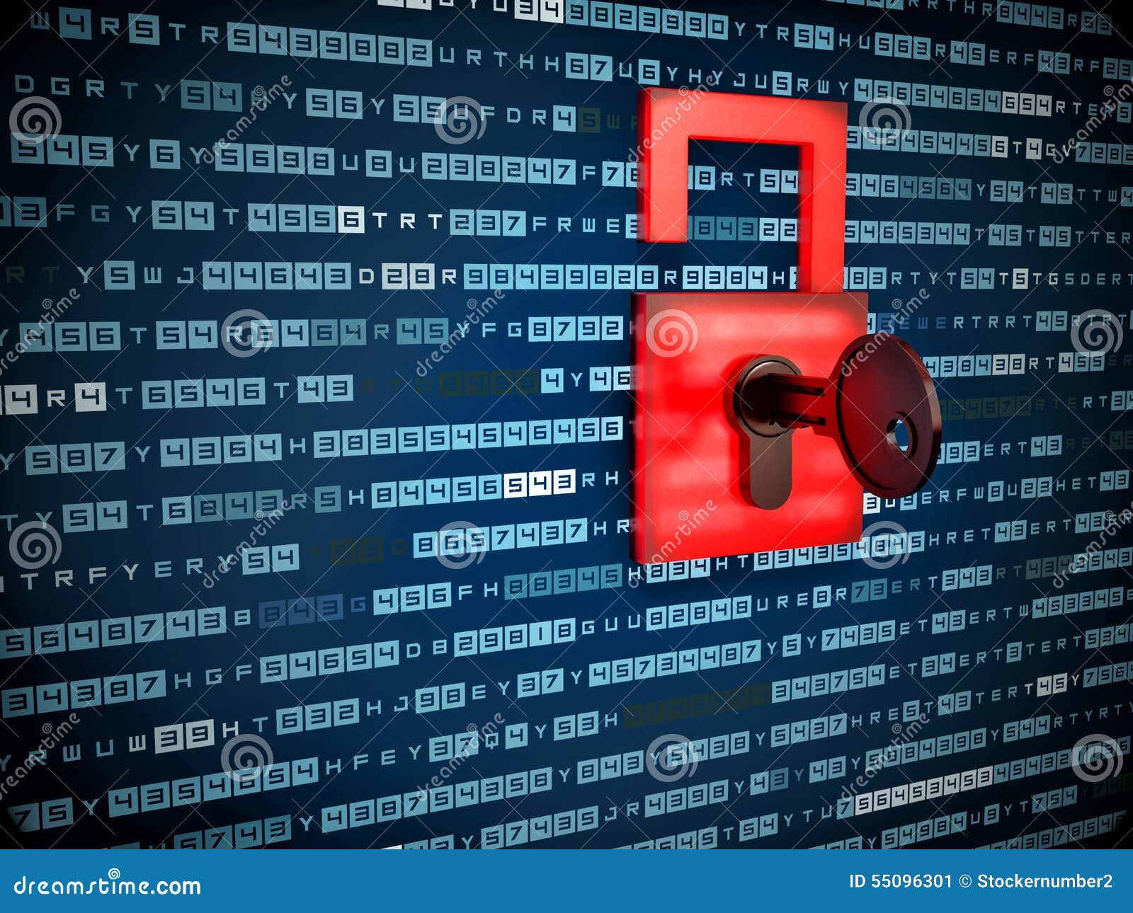 Safety Concept: Red Padlock on Digital Background Stock Illustration ...