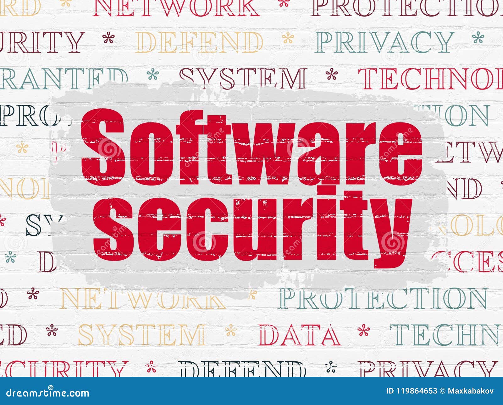 Safety Concept: Software Security on Wall Background Stock Illustration ...