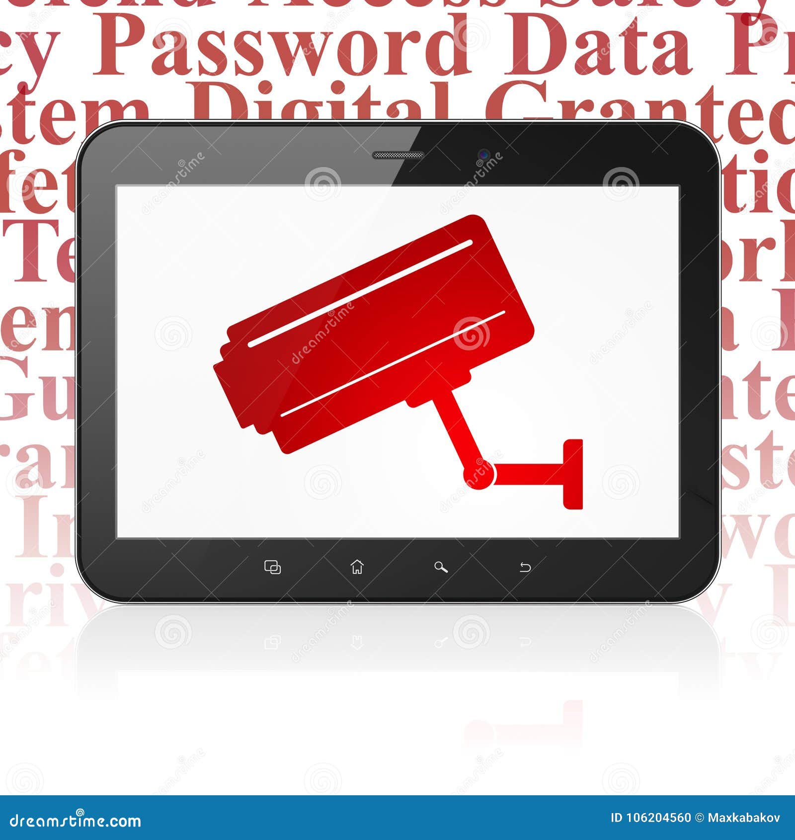 Safety Concept: Tablet Computer with Cctv Camera on Display Stock ...