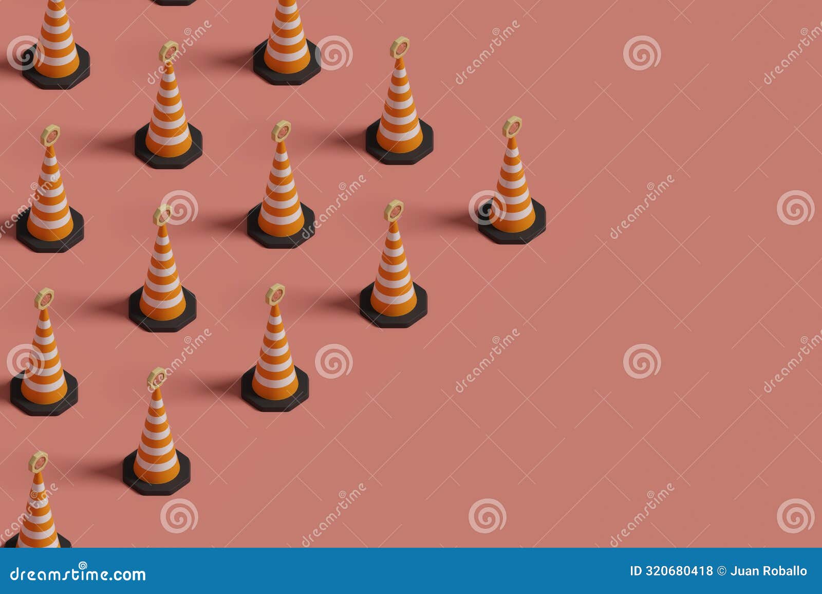Safety Cone Isometric Pattern. 3d Illustration Stock Illustration ...