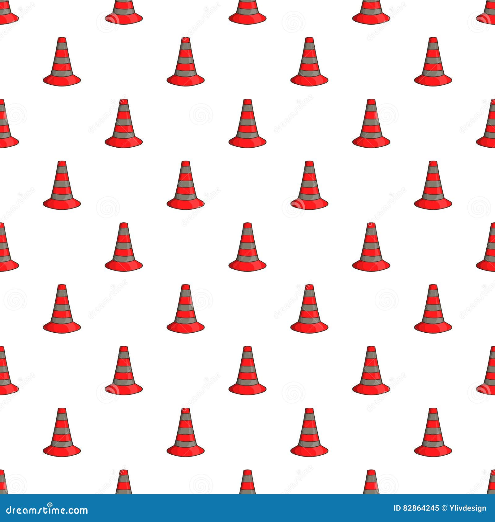 Safety Cones Pattern, Cartoon Style Stock Vector - Illustration of ...