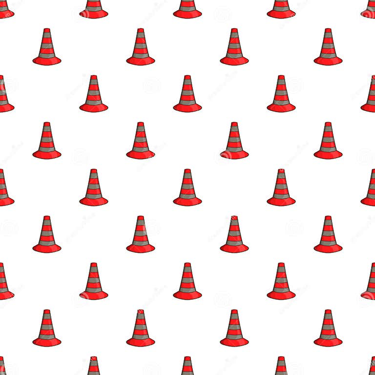 Safety Cones Pattern, Cartoon Style Stock Vector - Illustration of ...
