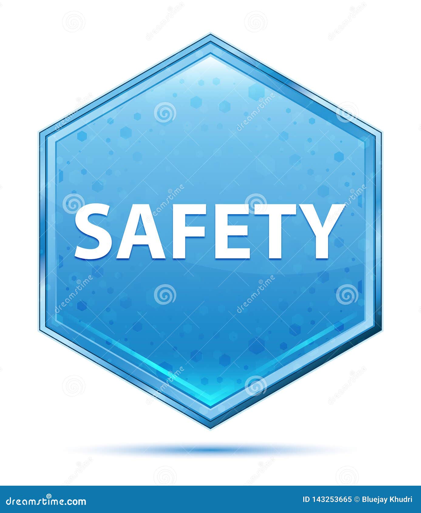 Safety Crystal Blue Hexagon Button Stock Illustration - Illustration of ...