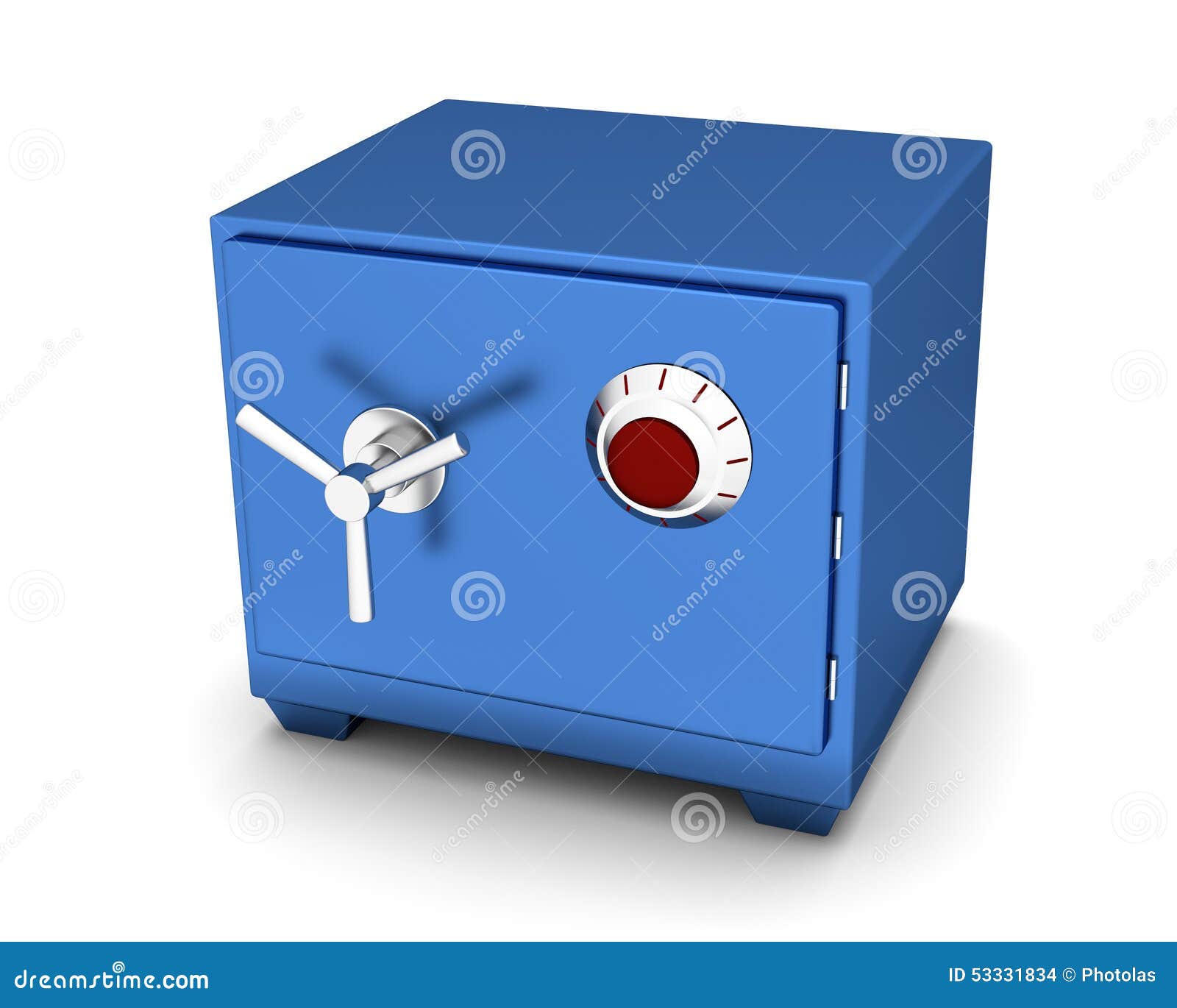 Safety Deposit Box Blue Color on a White Background. 3d Render Stock ...