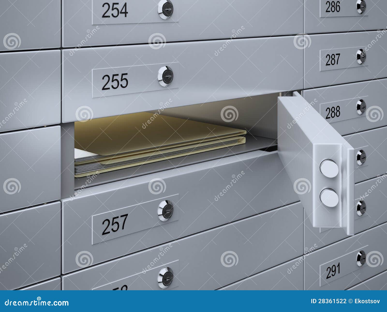 Safety Deposit Boxes with Documents Stock Illustration - Illustration ...