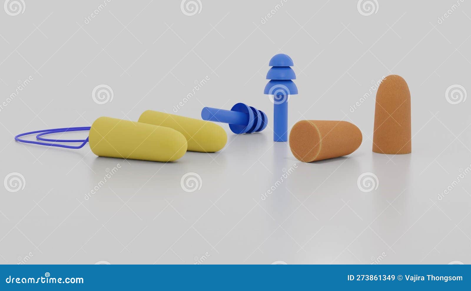 Safety Ear Plug, Earmuff, Realistic 3d Rendering Stock Illustration ...