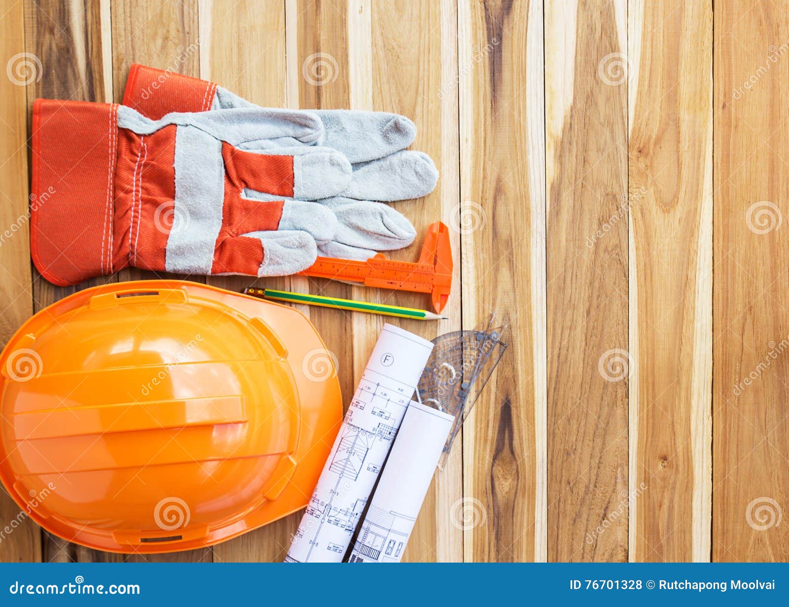Safety Equipment,tool Kit and Plan Construction Stock Photo - Image of ...