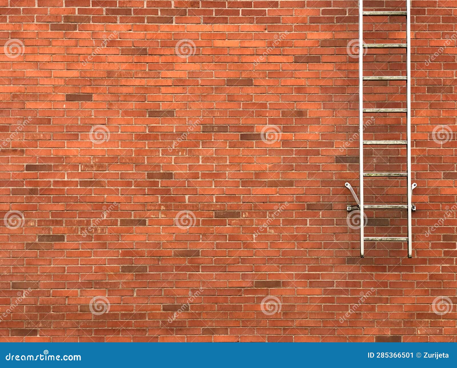 Safety Exit Ladders on Brick Wall Building Stock Image - Image of brick ...