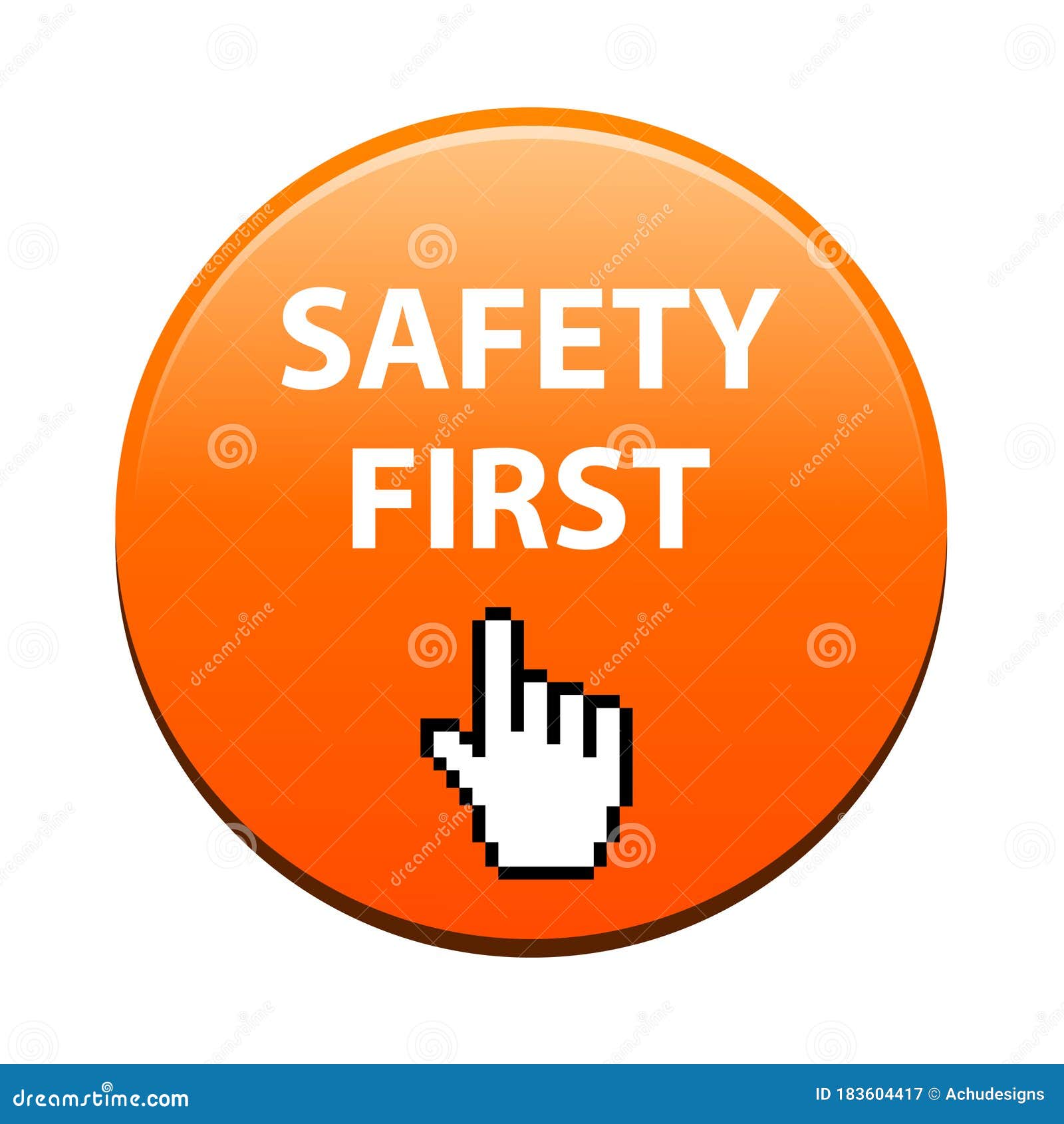 Safety first button stock vector. Illustration of accident - 183604417