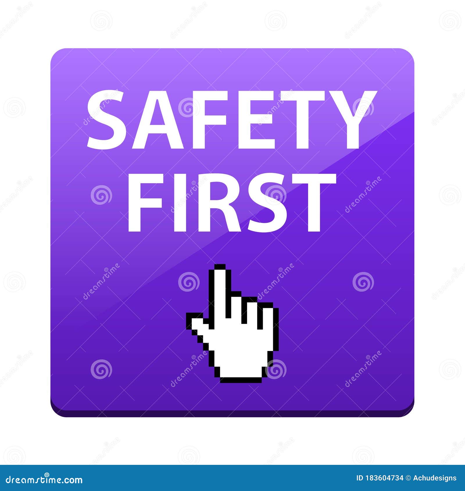 Safety first button stock vector. Illustration of cursor - 183604734
