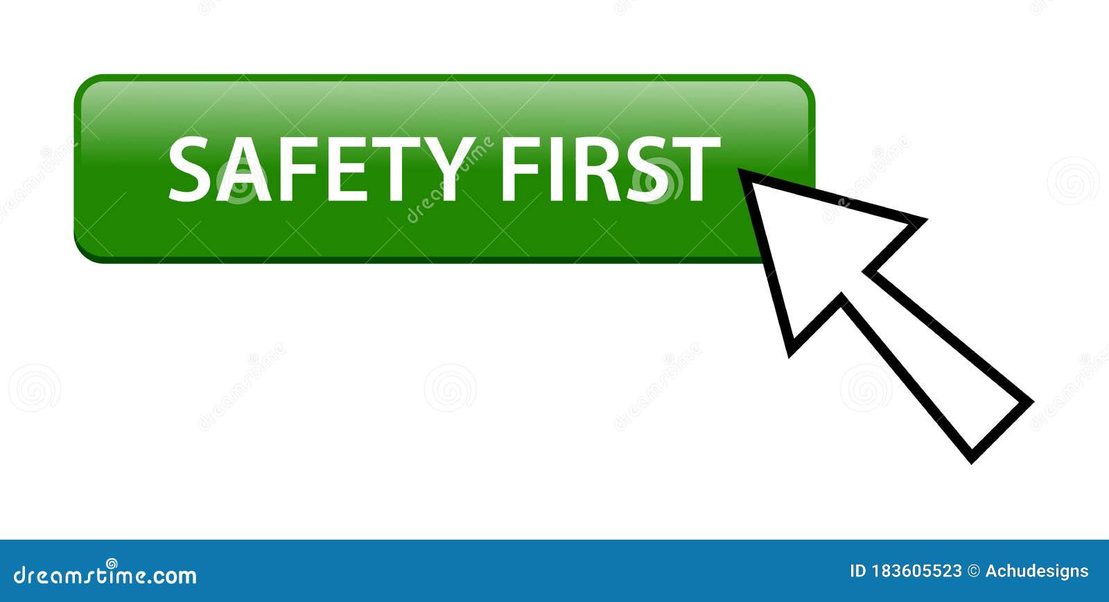 Safety first button stock vector. Illustration of hand - 183605523
