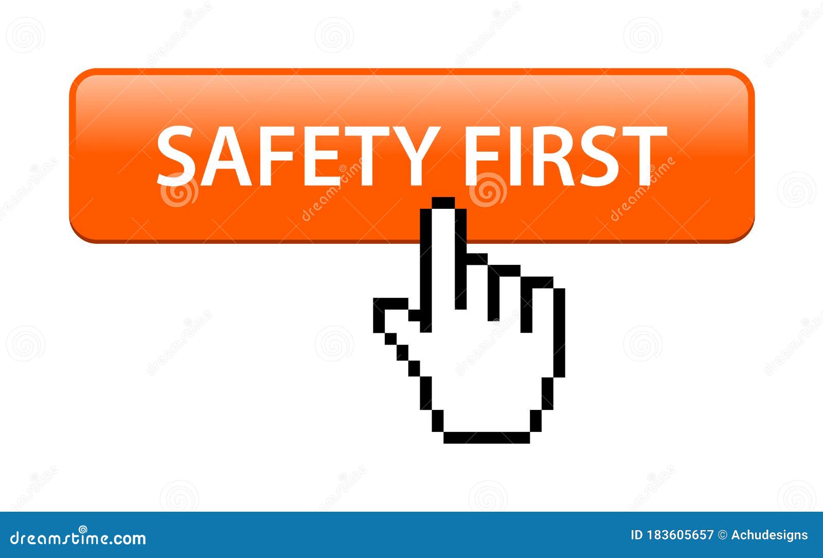 Safety first button stock vector. Illustration of button - 183605657
