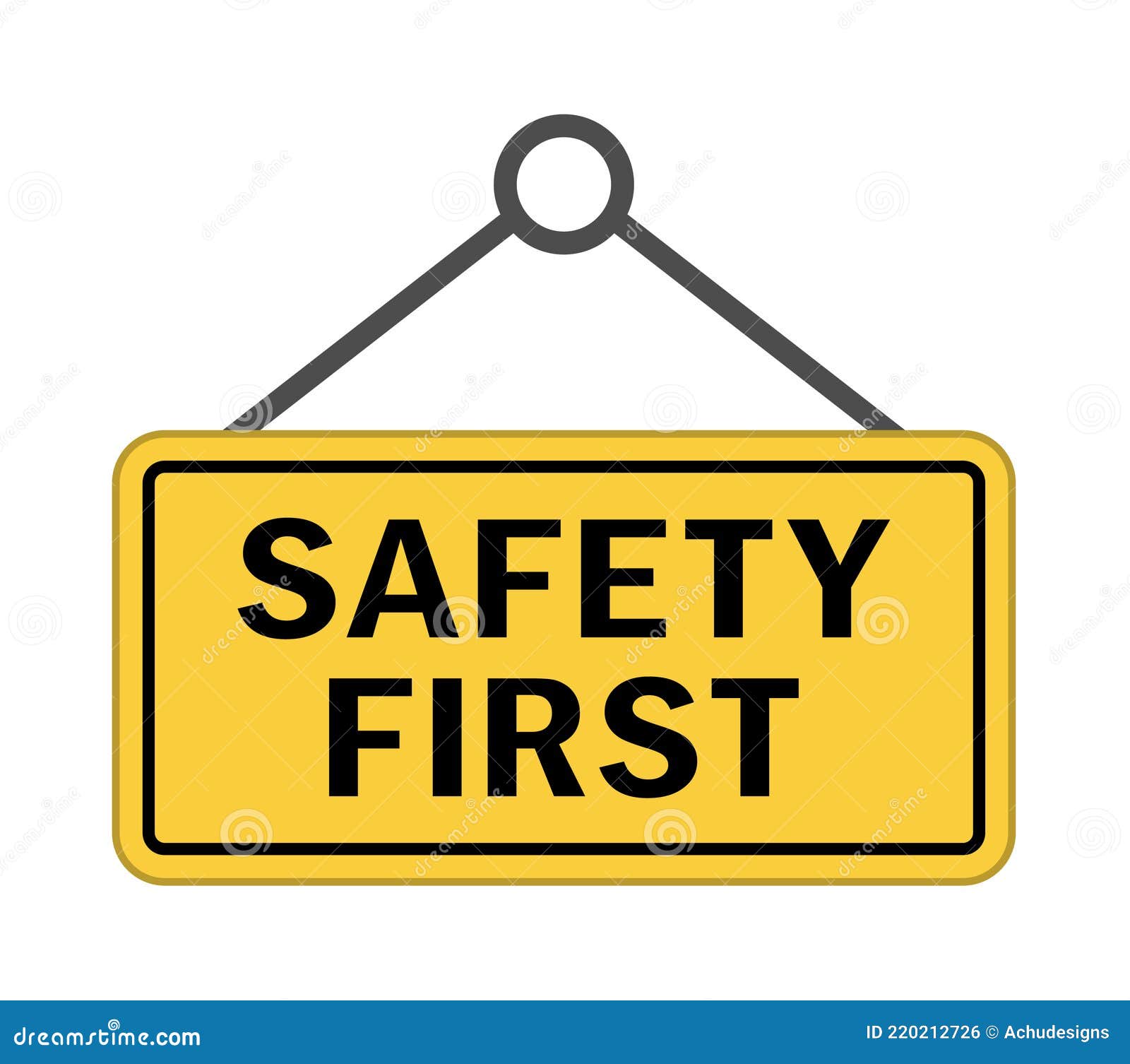 Safety First Hanging Signboard Stock Vector - Illustration of glossy ...