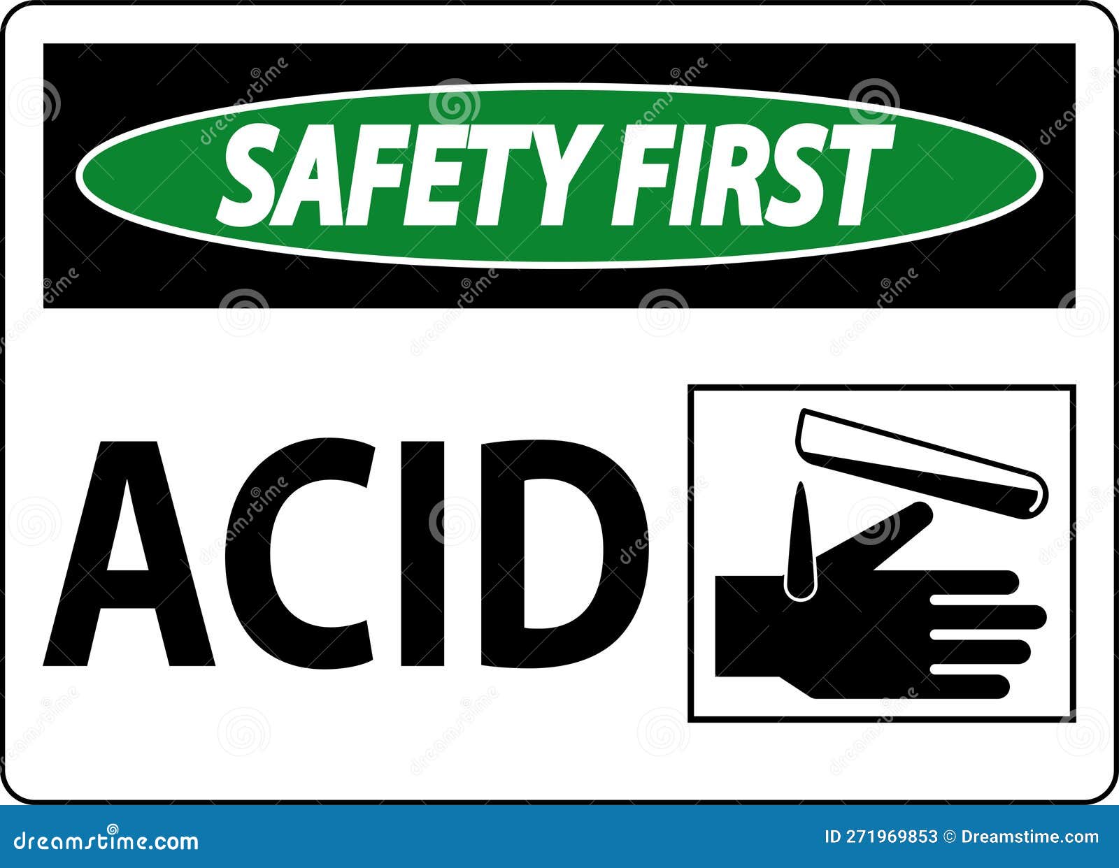 Safety First Acid Sign on White Background Stock Vector - Illustration ...