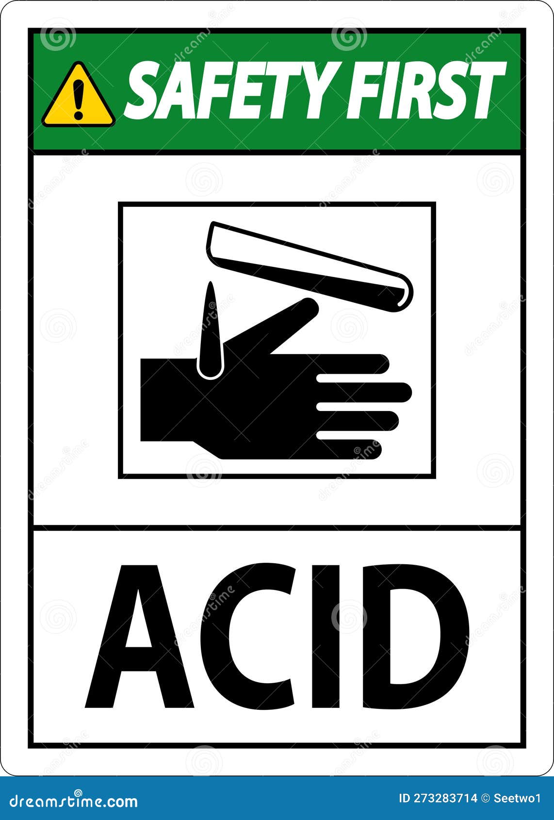 Safety First Acid Sign on White Background Stock Vector - Illustration ...