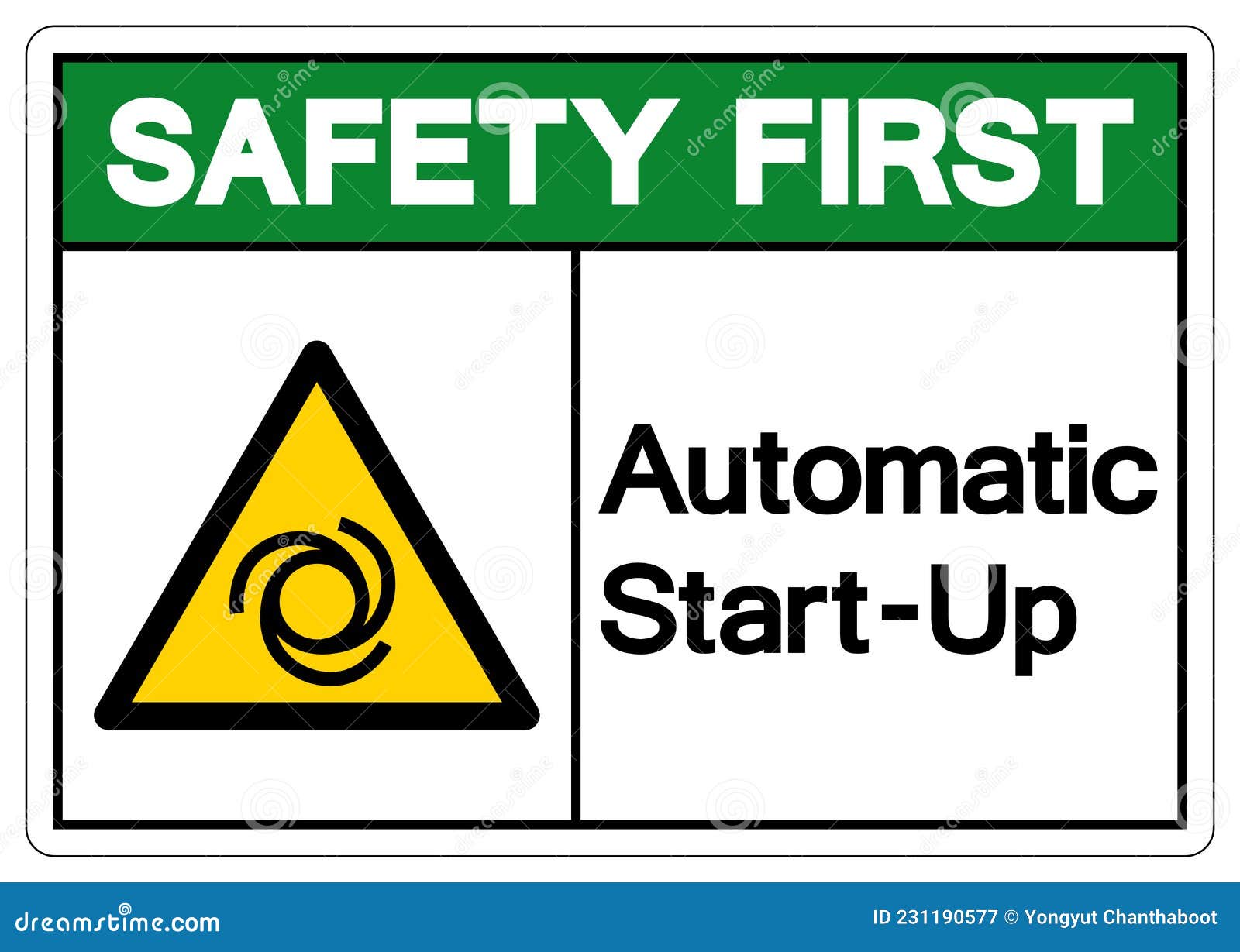Safety First Automatic Start-Up Symbol ,Vector Illustration, Isolate on ...