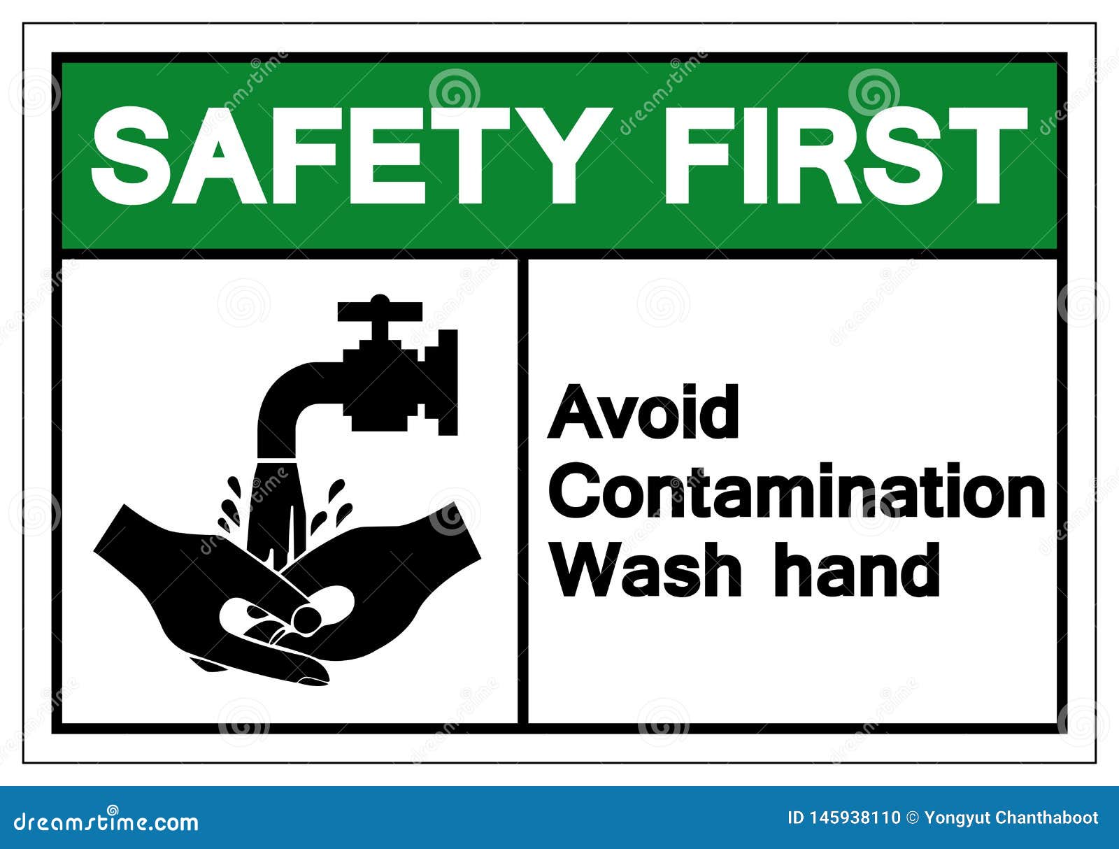 Safety First Avoid Contamination Wash Hand Symbol Sign, Vector ...
