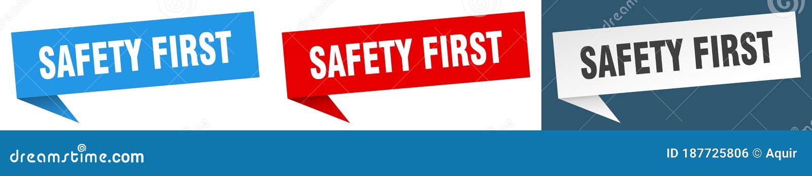 Safety First Banner. Safety First Speech Bubble Label Set Stock Vector ...