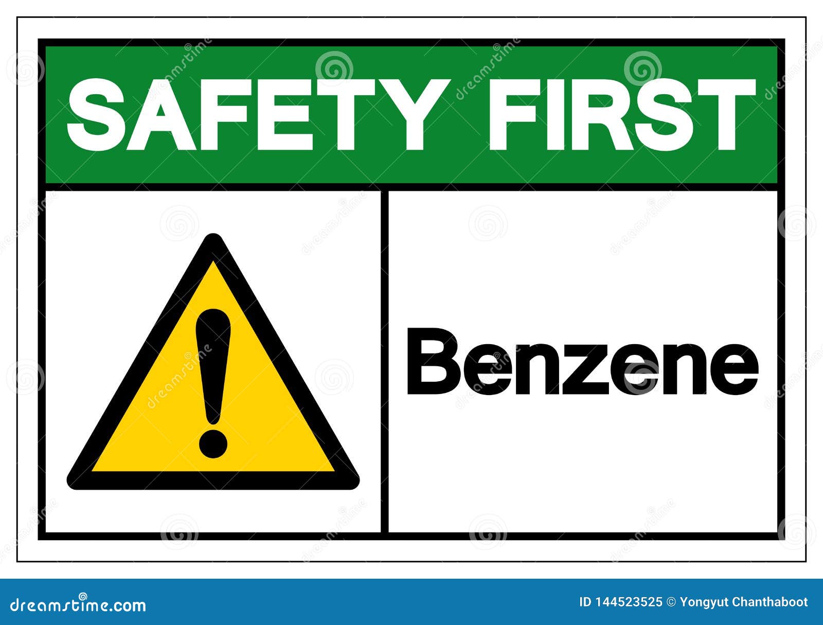 Safety First Benzene Symbol Sign, Vector Illustration, Isolate on White ...