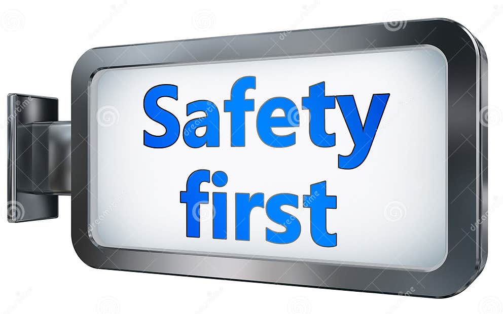 Safety First on Billboard Background Stock Illustration - Illustration ...