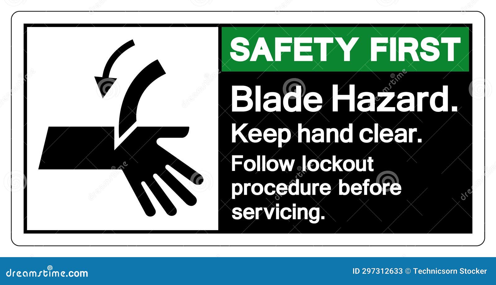 Safety First Blade Hazard Keep Hand Clear Follow Lockout Procedure ...