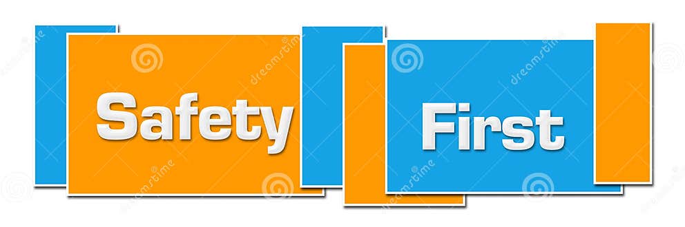 Safety First Blue Orange Boxes Horizontal Stock Illustration ...
