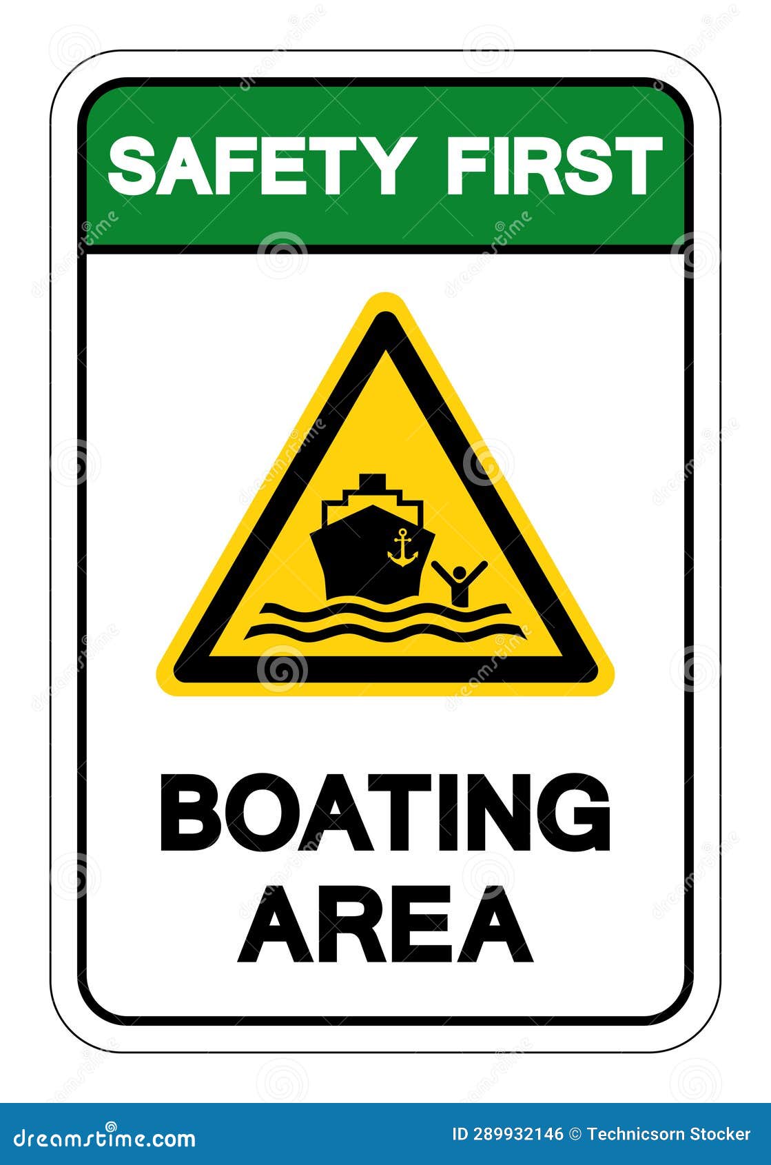 Safety First Boating Area Symbol Sign, Vector Illustration, Isolate on ...