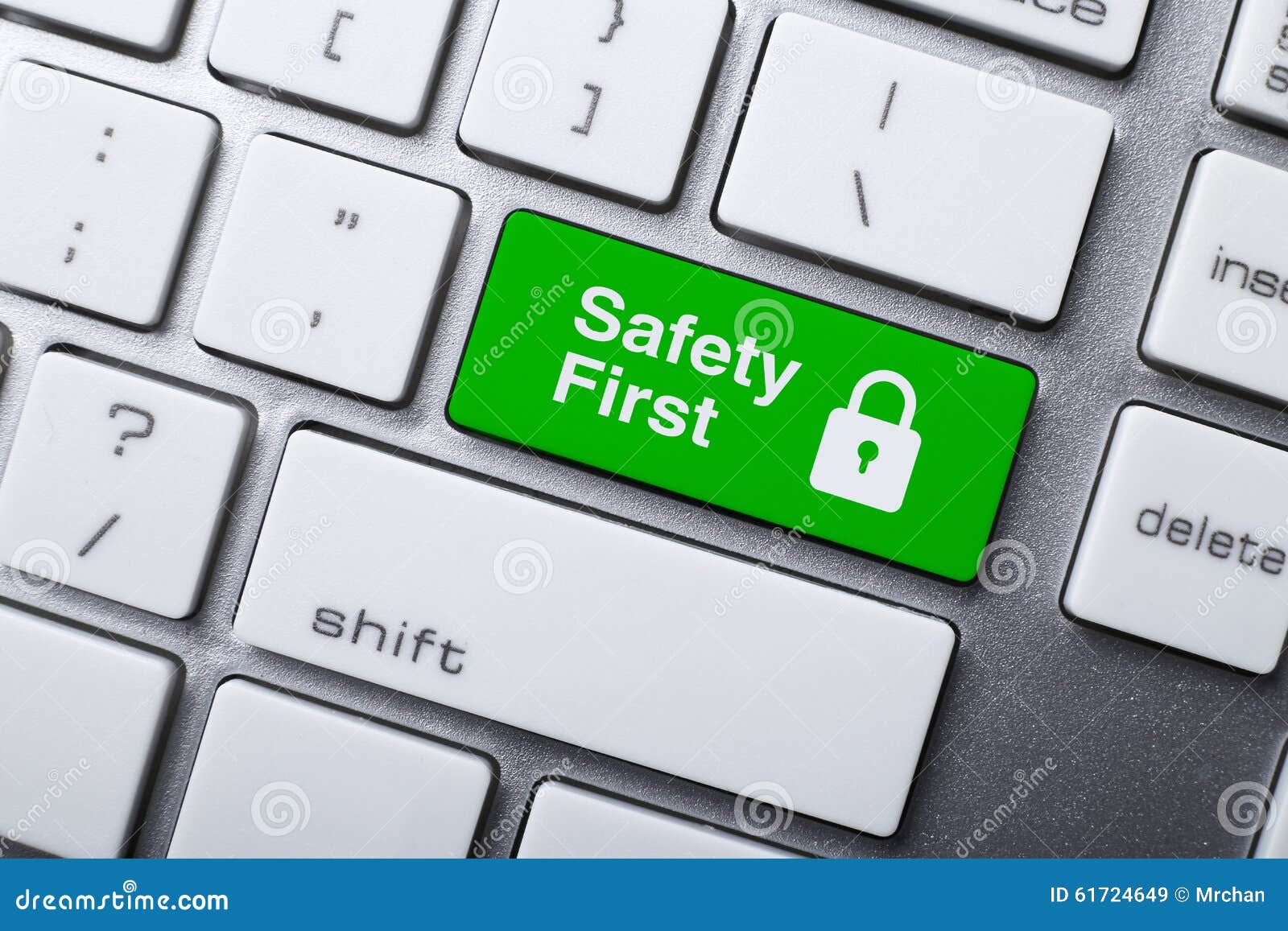 Safety First Button on Keyboard Stock Image - Image of accident ...