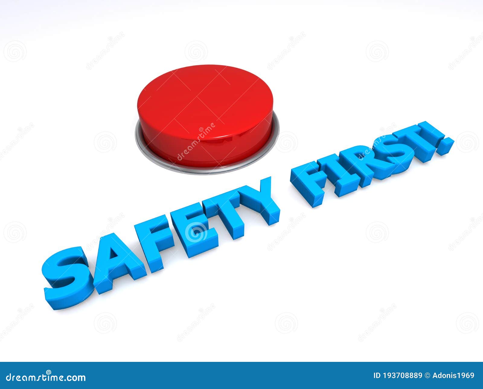Safety first button stock illustration. Illustration of alarm - 193708889