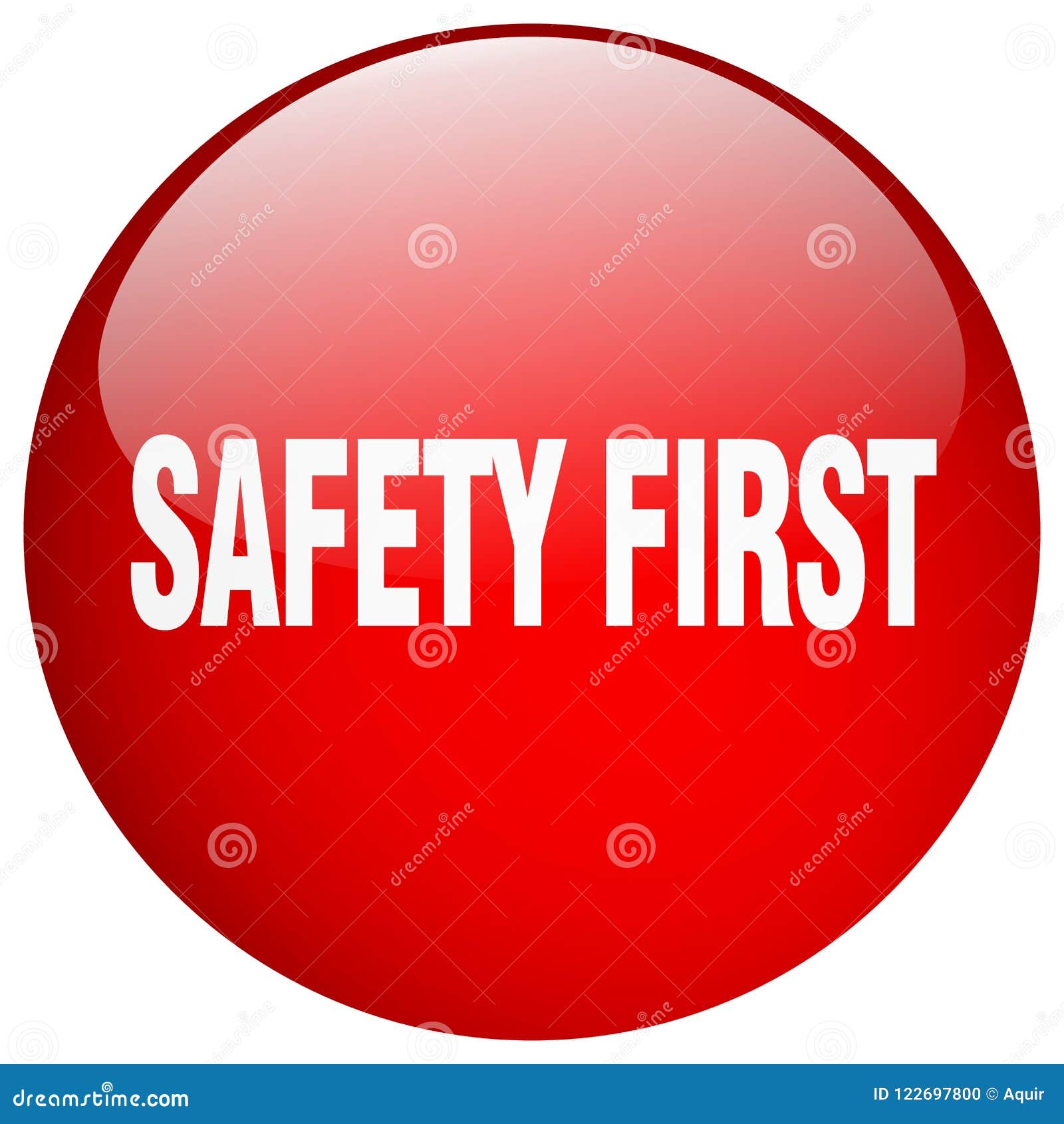 Safety first button stock vector. Illustration of shiny - 122697800