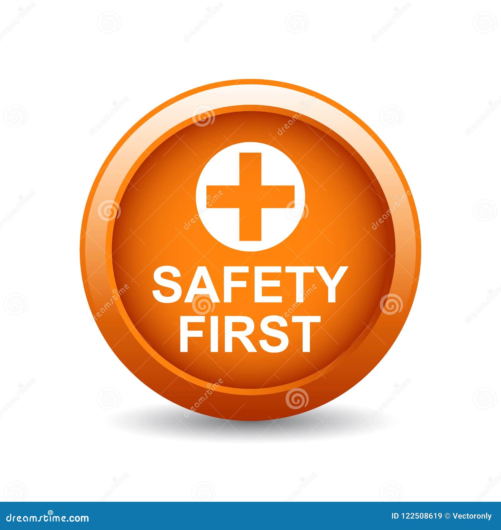 Safety first button stock illustration. Illustration of concept - 122508619