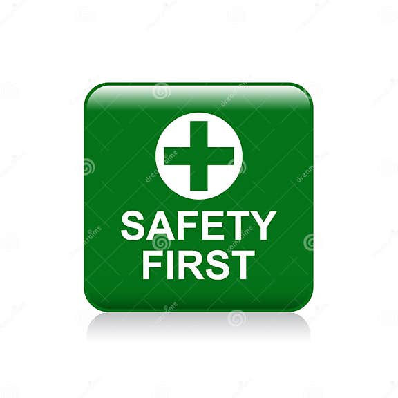 Safety first button stock illustration. Illustration of health - 122530179