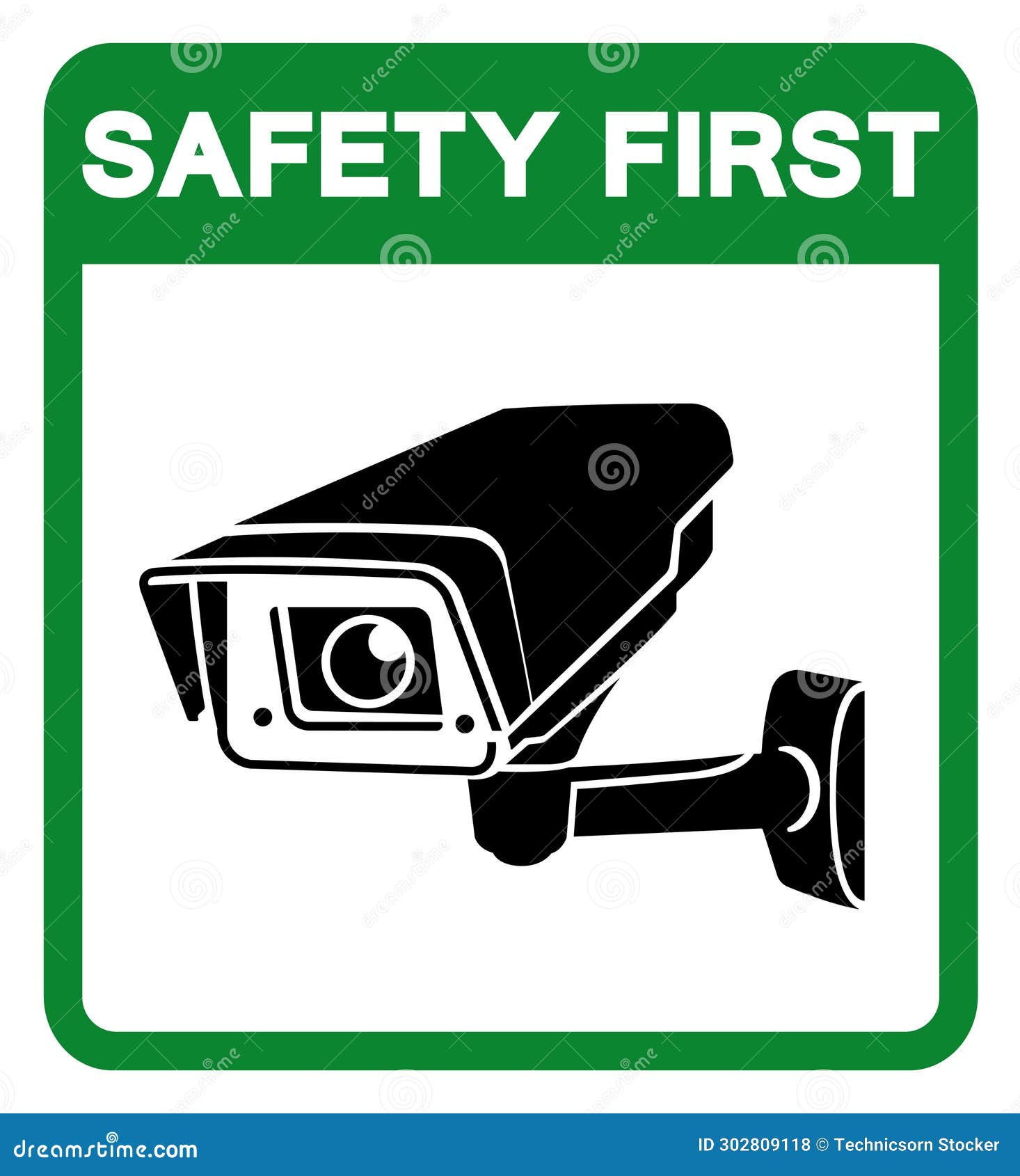 Safety First CCTV Symbol Sign, Vector Illustration, Isolate on White ...