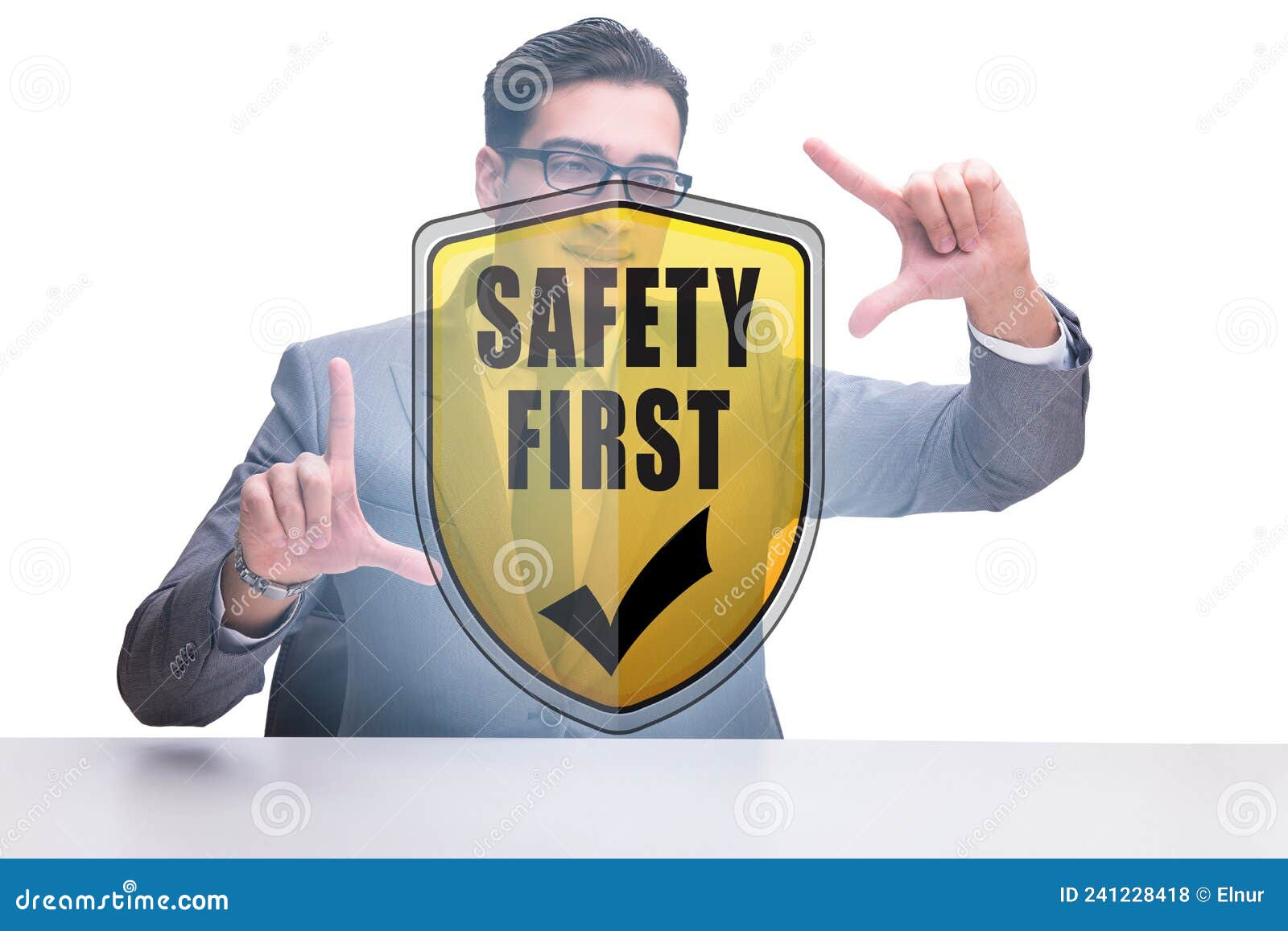 Safety First Concept with Businessman Stock Illustration - Illustration ...