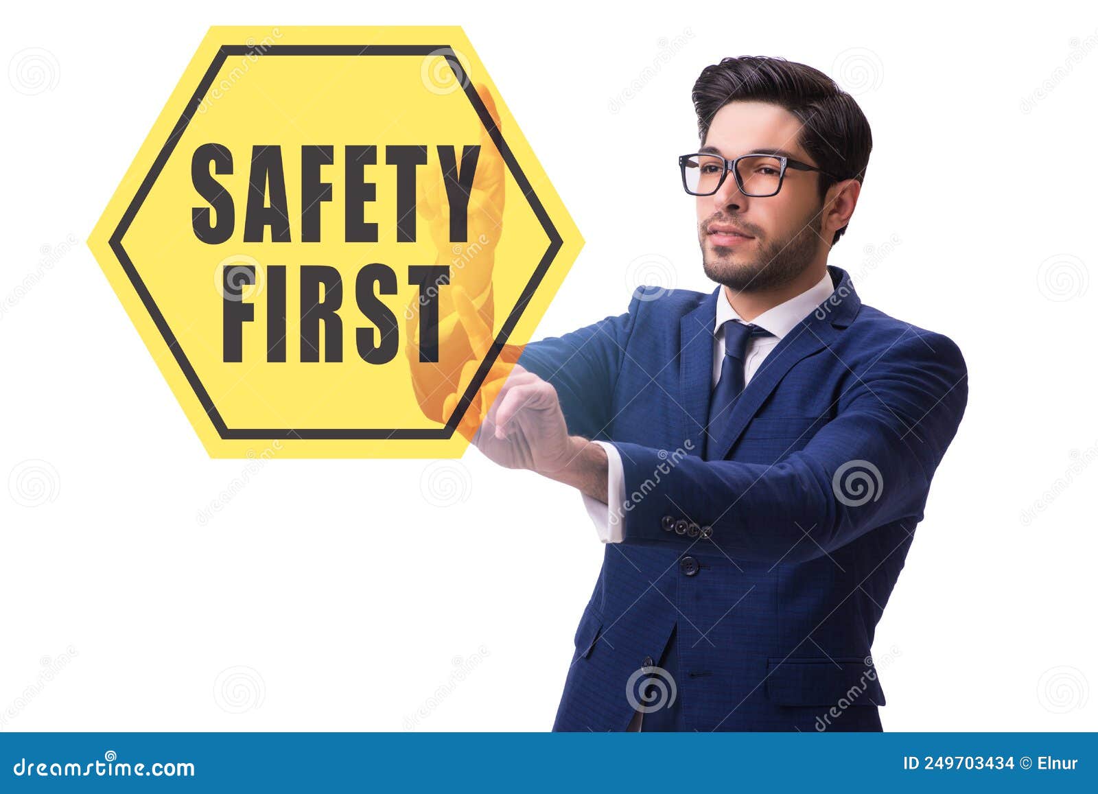 Safety First Concept with Businessman Stock Photo - Image of emergency ...