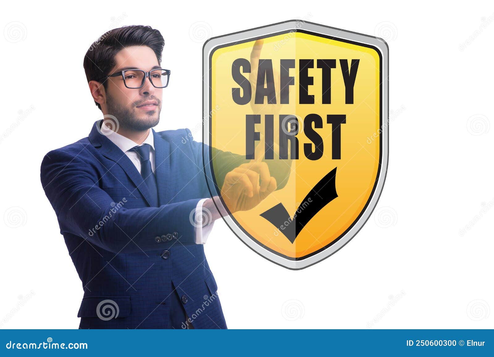 Safety First Concept with Businessman Stock Photo - Image of health ...