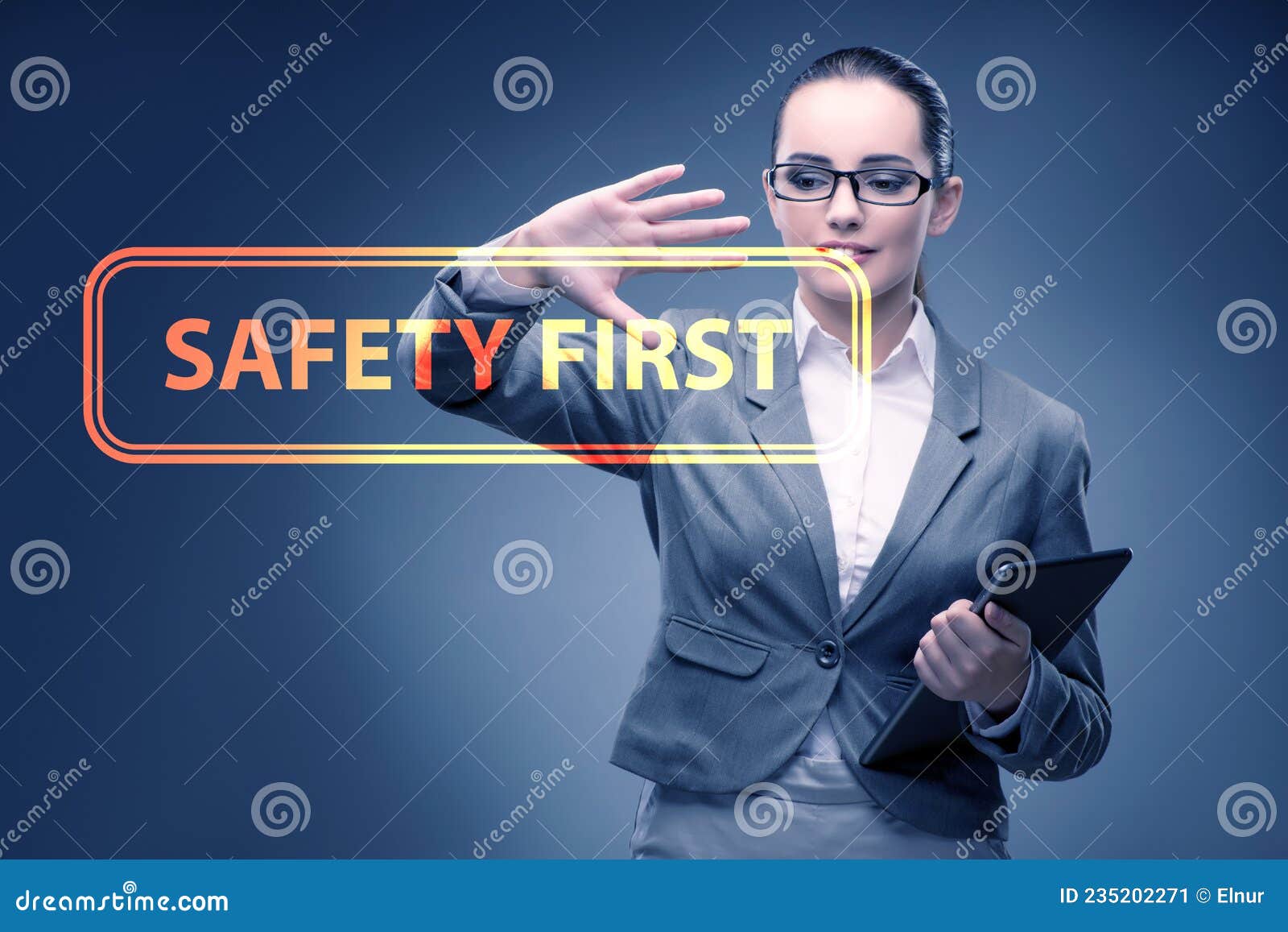 Safety First Concept with Businesswoman Stock Image - Image of industry ...