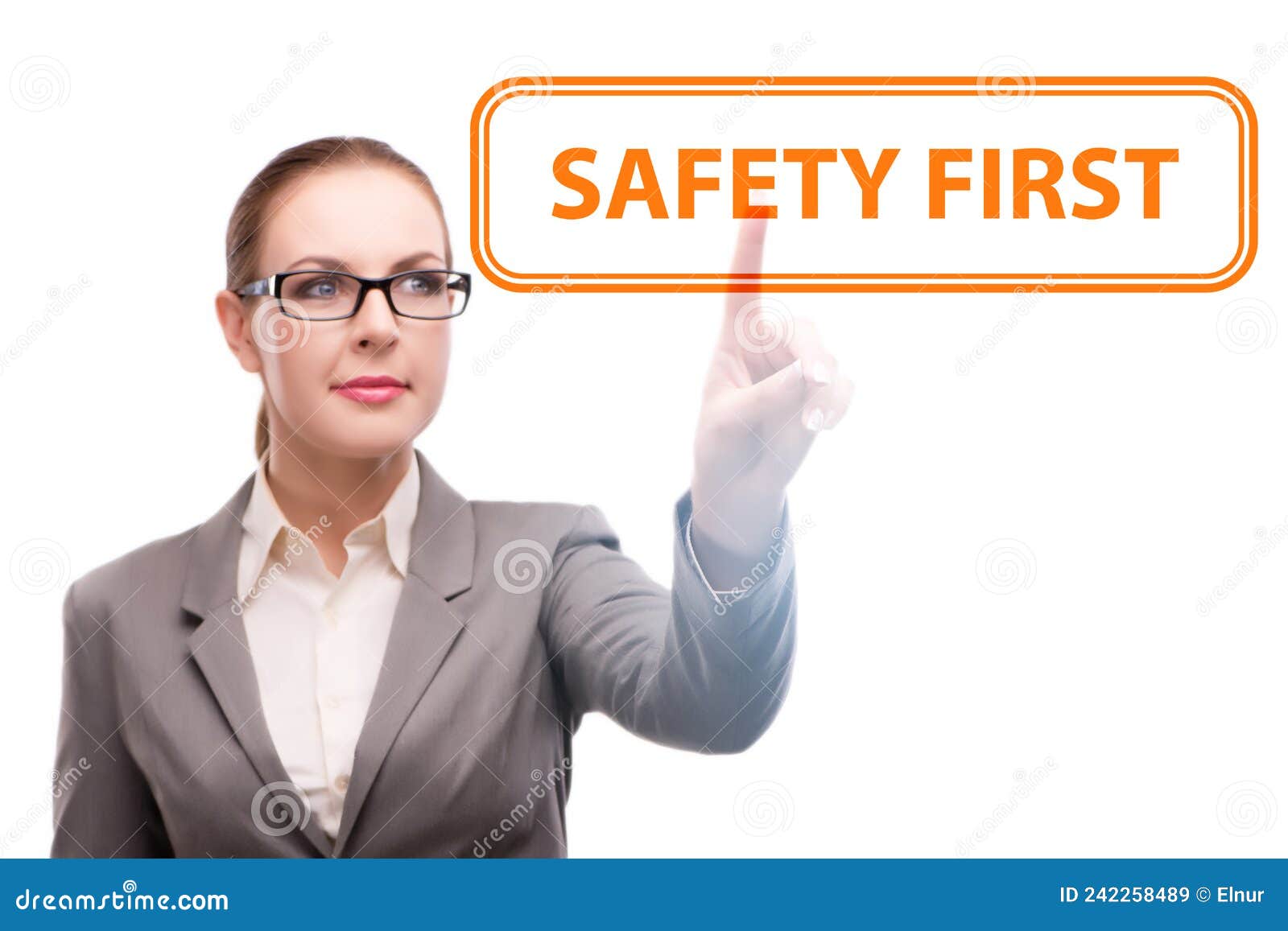 Safety First Concept with Businesswoman Stock Illustration ...